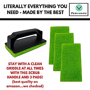 JORDIGAMO Griddle Accessories Kit, Flat Top Grill Accessories Set for Blackstone & Camp Chef, Hibachi/BBQ Tools, Melting Dome, 2 Spatula Set, 4 Egg Rings, Dough Scrubber, Cleaning Kit & More (17 PCS)