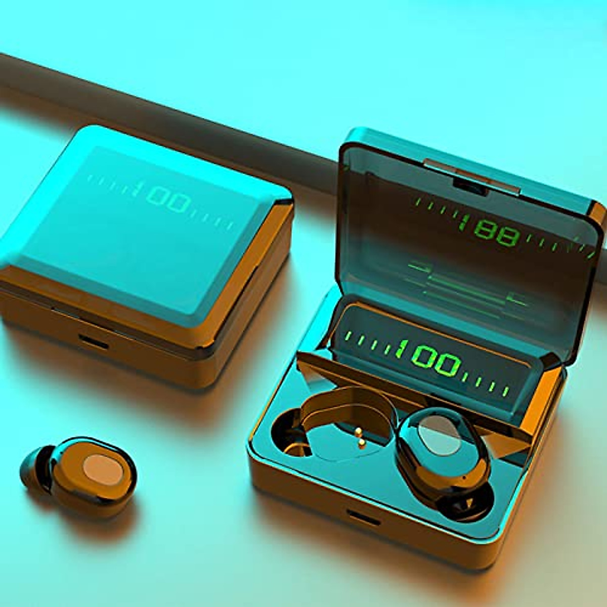 Bluetooth 5.0 Wireless Earbuds with 300mAh Charging Case Light-Weigh Mini Headphones in Ear Built in Mic Headset Deep Bass, IPX5 Waterproof for Sport Working