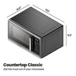 Chefman Countertop Microwave Oven 0.9 Cu. Ft. Digital Stainless Steel Microwave 900 Watt with 6 Presets, Eco Mode, Mute Option, Memory Function, Child Safety Lock, Kitchen, Home, Dorm Essentials