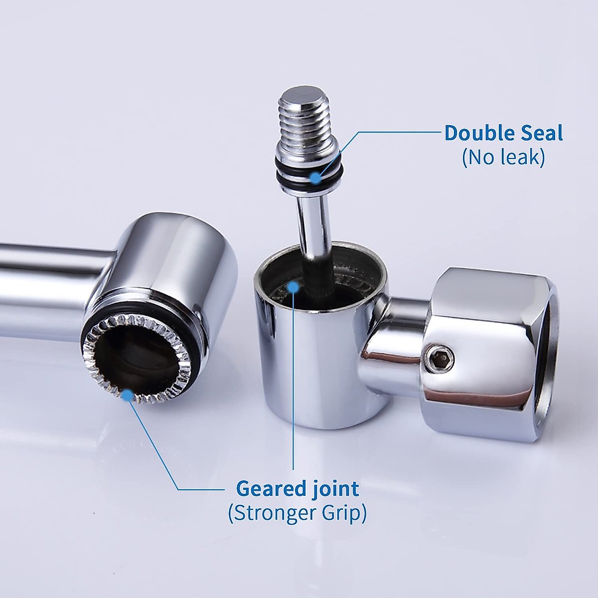 G-Promise Shower Head Extension Arm Solid Brass Adjustable Extender with Lock Joint, Standard 1/2", Rise or Lower Rainfall and Fixed Shower Head, 13" Height/Angle Adjustable Extension Arm Attachment