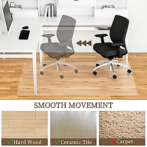 Naturei Large Chair Mat for Hard Floors, 46” x 60” Clear Floor Protector Mat, Easy Rolling Desk Chair Mats for Hardwood, Easy to Clean (Rectangle)