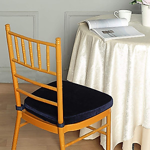 TABLECLOTHSFACTORY 2&quot; Thick Navy Blue Chair Pad Skid Proof Backing Seat Cushion with Premium Velvet Fabric