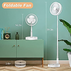 Portable Standing Fan with Remote Control, 8" Foldable Desk Fan, 7200mah Quiet Fan Table Fan, USB Floor Fan, 4 Speed Settings Telescopic Pedestal Fans for Personal Bedroom Office Fishing Camping