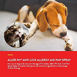 NaturVet Aller-911 Anti-Lick Paw Spray for Dogs & Cats – Includes Aloe Vera – Helps Sooth Itchy Paws, Offers Dog & Cat Allergy Support – Helps Discourage Pet Licking – 8 Oz. Spray