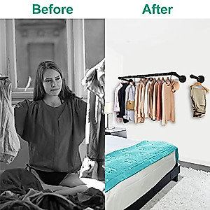 Closet Rods for Hanging Clothes, Ecoyomi 72 Inch Clothing Racks Wall Mount,Industrial Pipe Clothing Rack, Garment Rack Clothes Hanging Rod Bar, Heavy-Duty Garment Bar for Closet Laundry Room Storage