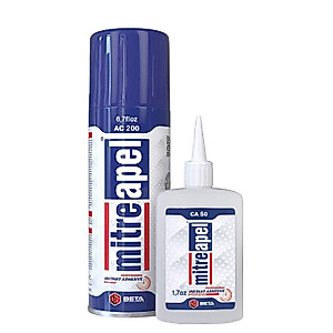 MITREAPEL Super CA Glue (1.7 oz) with Spray Adhesive Activator (6.7 fl oz) Ca Glue with Activator for Wood, Plastic, Metal, Leather, Ceramic&Cyanoacrylate Glue for Crafting&Building (1 Pk)