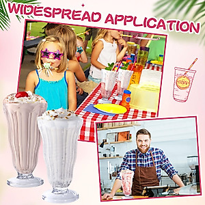 Mifoci 20 Pcs Milkshake Glasses 16 oz Old Fashioned Soda Glass Footed Ice Cream Cups Clear Shatterproof Sundae Glasses Thick Plastic Fountain Glasses for Juice Sundae Milk Tropical Drinks Party