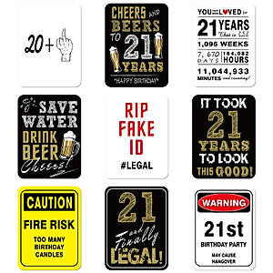 WERNNSAI 21th Birthday Party Decorations - 9PCS Wall Signs Funny Tags for Adults 21 Years Old Party Decor 21th Party Banner Table Centerpieces Door Wall Windows Signs Picture Props for Men Women