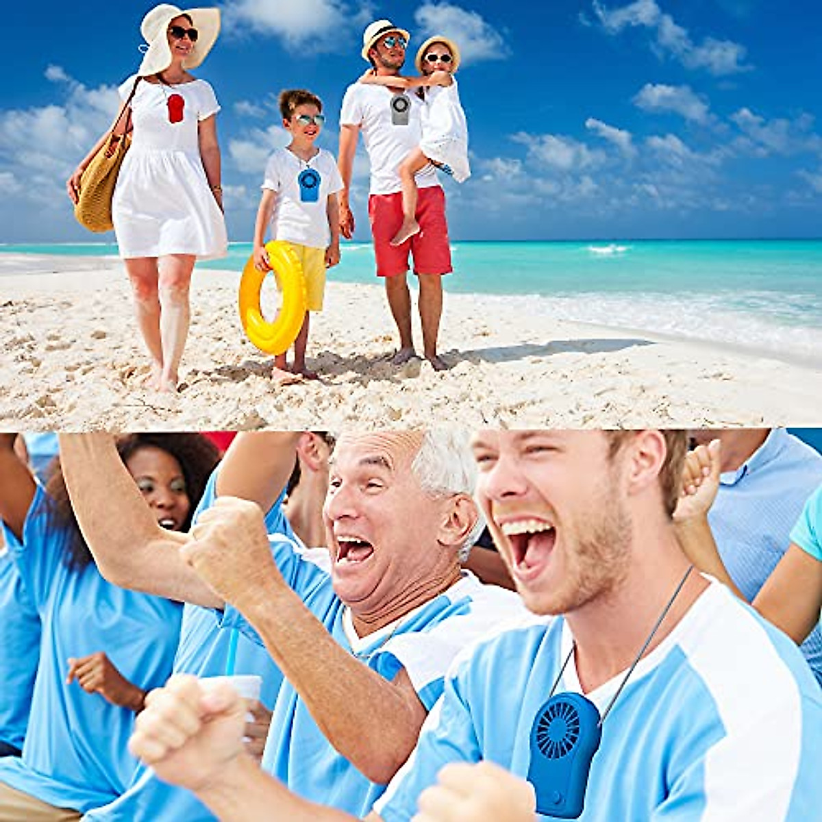 Simply Genius Personal Necklace Fan, Battery Operated, Portable Neck Fan for Cooling and Travel with Adjustable Lanyard, Grey