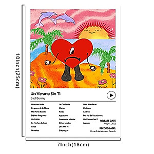 Hulilis Bad Bunny Music Album Cover Posters Print Room Aesthetic Dorm Decor HD Print Aesthetic Pictures for Living Room Bedroom Music Classroom Wall Art Decor Set of 6 Unframed 7x10 inch