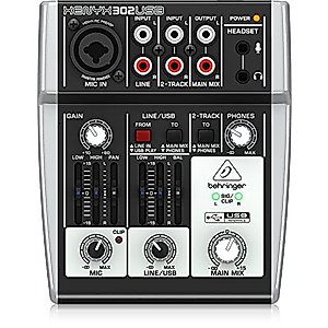 Behringer XENYX 302USB Premium 5-Input Mixer with Mic Preamp and USB/Audio Interface