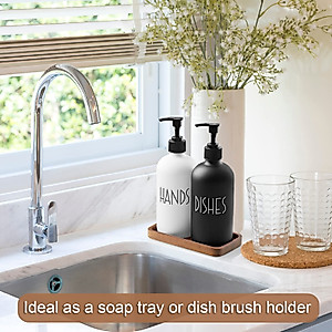 ALELION 6" Small Bathroom Vanity Tray for Counter - Acacia Wood Dish Soap Dispenser Tray for Kitchen - Rustic Decorative Tray for Dresser Tops Perfume Jewelry - Farmhouse Kitchen Decor Accessories