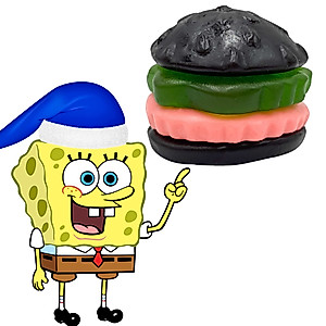 SpongeBob SquarePants Naughty List Coal Krabby Patties for Christmas, Nostalgic Gummy Candies Individually Wrapped for Holiday Stocking Stuffers, Pack of 3