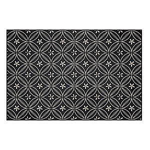 Carolina Creekhouse Grace FloorFlat (042087CI) | Decorative Vinyl Floor Covering | Lay Flat | Durable | No Curling Edges | Waterproof | Easy Clean | Wipeable | Eco-Friendly | 3’ x 5’ Mat | Black Beige