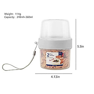 HeNai PETWEKAN Breakfast On The Go Cups,Yogurt Portable Cups Large Capacity Sealed Double Layer Food Container With Cereal Oatmeal or Fruit Container (310ml+360ml)