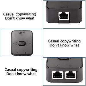 CERRXIAN Network Switch 2 Ports,RJ45 Network Key-Press Switch Splitter Selector Box,100M 2-in 1-Out or 1-in 2-Out 2 Port Network Hub (Black)