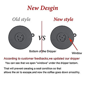 Collapsible Coffee Dripper Pour Over Coffee Filter, Silicone Reusable Coffee Maker,Paperless Coffee Brew Maker,Dishwasher Safe,Carabineer for Hiking, Backpacking,Camping,Home,Office(Grey)