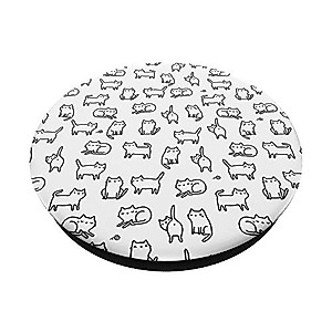 Funny Cat Outline Design PopSockets PopGrip: Swappable Grip for Phones & Tablets