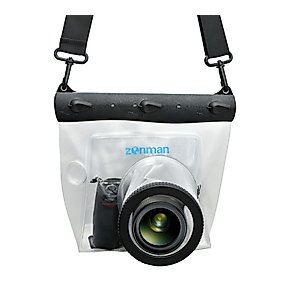 Zonman DSLR Camera Univeral Waterproof Underwater Housing Case Pouch Bag for Canon Nikon Sony Pentax Brand Digital SLR Cameras (Transparent)