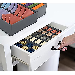 Bofoho Underwear Organizer, 4 PCs Foldable Closet Dresser Drawer Organizer for Clothes, Lingerie, Bra, Panty, Sock, Tie and Belt Storage (Dark Grey)