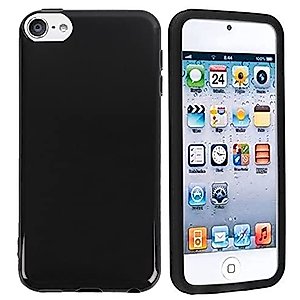 BLLQ Compatible with iPod Touch 7 Case ，iPod Touch 6 Case, iPod Touch 5 Case,Black Glossy TPU Soft Slim Light Thin Cover Skin Case Compatible with iPod Touch 5th / 6th / 7th Gen, Black