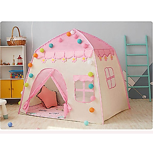 Kids Play Tent Gift, for Girls Boys, Thick Oxford Fabric, Princess Playhouse, Pink Castle, Fairy Tale Tent, Indoor Outdoor, Birthday