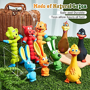 Wettarn 9 Pack Latex Squeaky Dog Toys 7 Inch Soft Rubber Dog Chew Toy Animal Standing Stick Puppy Fetch Interactive Play Assorted Animal Accessories for Small Medium Large Pet(Classic)