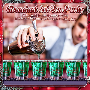 Lounsweer 6 Pcs Merry Christmas Shot Glass Set 2 oz Clear Holiday Cocktail Glasses Funny Shot Glasses Bulk, Cool Shot Cups with Weighty Base for Christmas Party Decoration Whiskey Drinkware Supply