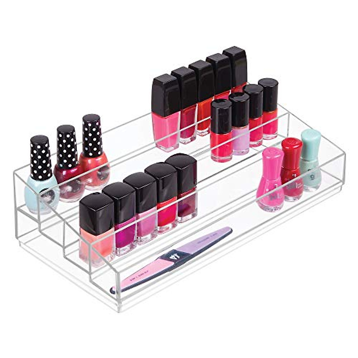 iDesign Tiered Cosmetics & Nail Polish Organizer, The Clarity Collection – 12.75 IN X 6.5IN X 3.75 IN, Clear