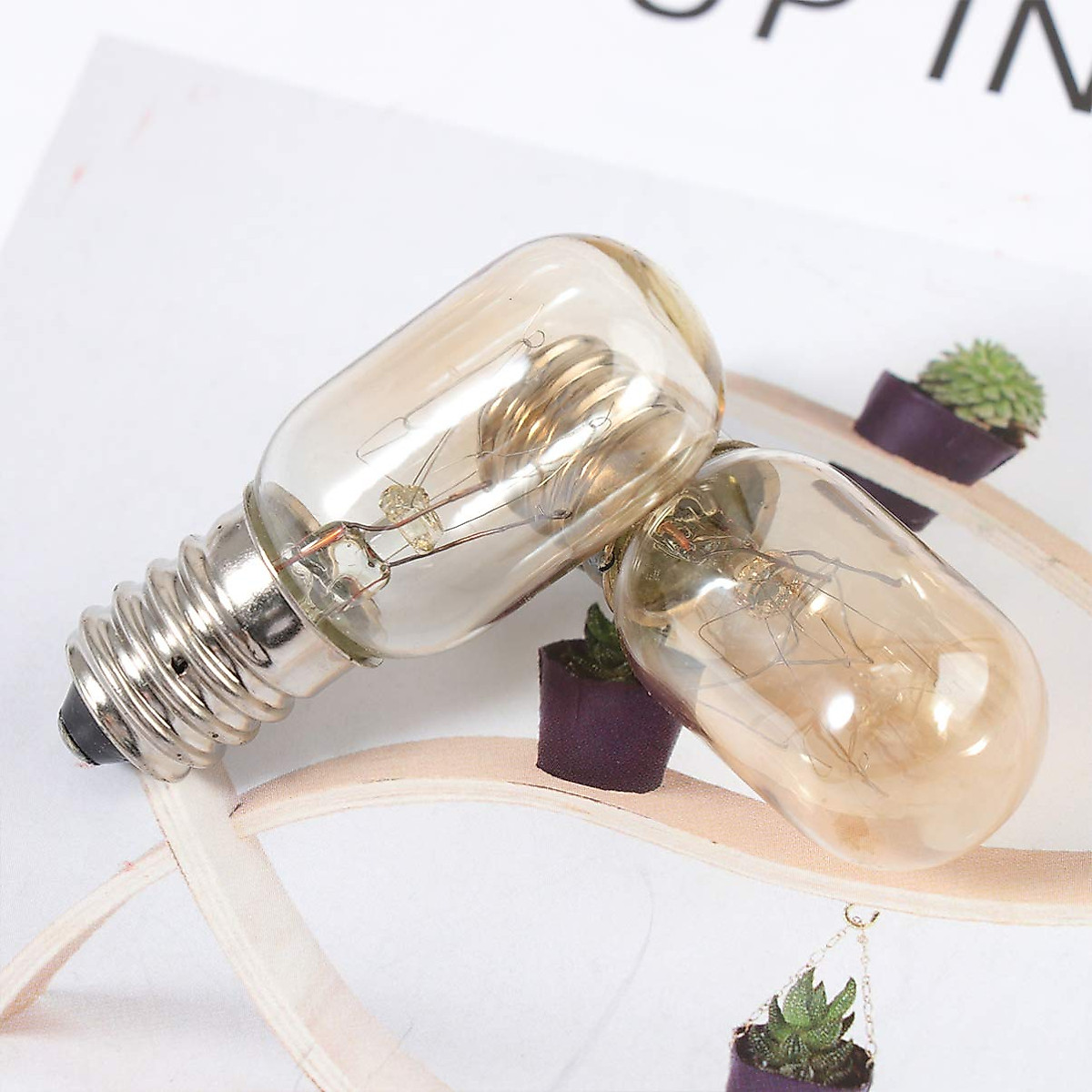 2PCS 25W E14 220-230v Oven Light Bulb Refrigerator Fridge Light Bulb Retro Tungsten Filament Lamp Bulbs Warm Yellow Light for Daily Use