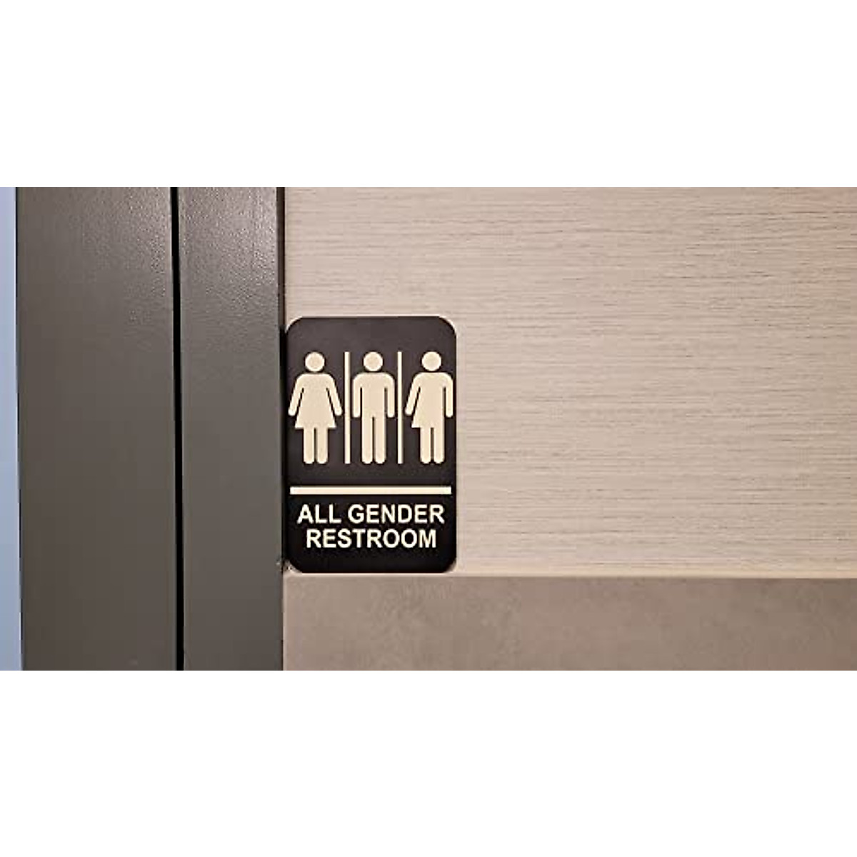 Kraken Bath Co. - ADA All Gender Restroom Sign with Braille and Adhesive - 9" x 6" - Self Adhesive Included - Easy To Hang Sign For Gender Neutral Restrooms
