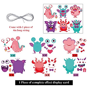 Zonon 24 Pack Valentines Day Cards Craft Kits for Kids, DIY Craft Ornament Valentine Class Game Activities Make Your Own Valentine Cards for Preschool Kindergarten Game