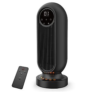 Infray Space Heater, 1500W Oscillating Ceramic Tower Heater, Portable Fast Heating Electric Fan Heater with LED Flame Light, 12Hrs Timer, Remote Control & LED Display for Home Office Indoor Use