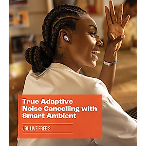 JBL Live Free 2 - True Wireless Noise Cancelling Earbuds, Up to 35hrs of Playtime, 6 mics for Perfect Calls with Zero Noise, IPX5 Waterproof, Oval Tubes for Better Comfort, Isolation, & bass (Blue)