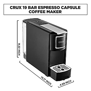 Crux Espresso Capsule Coffee Maker, Black & Silver