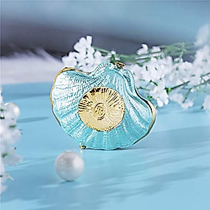 H&D HYALINE & DORA Metal Glass Trinket Box Ring Holder Small Seashell Figurine Collectible Table Centerpiece (pearl mussel)