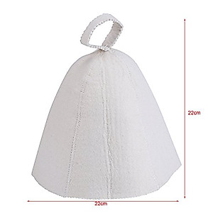 Nordic Style Wool Felt Sauna Hat Cap - with Hang Loop Supply (White)