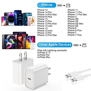 Long iPhone Charger Super Fast Charging,[Apple MFi Certified] 2Pack USB C iPhone Fast Charger Block 6FT Type C to Lightning Cable Cord Apple Charging for iPhone 14 13 12 11 Pro Max XS XR X 8 Plus iPad