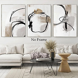 Black Beige Grey Wall Art Abstract Geometric Artwork Minimalist Boho Pictures Black ink Lines Canvas Wall Art Neutral Abstract Painting Beige Boho Posters Modern Abstract Prints 16x24inch No Frame