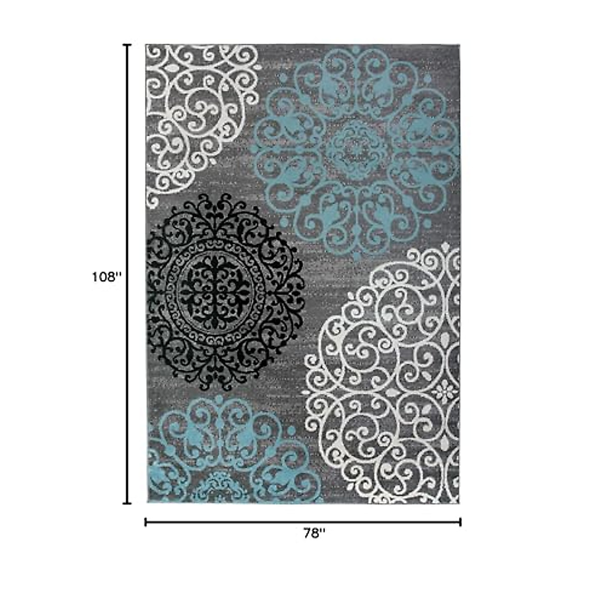Rugshop Contemporary Modern Floral Perfect for high Traffic Areas of Your Living Room,Bedroom,Home Office,Kitchen Area Rug 6'6" x 9' Gray
