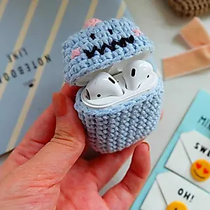 MIRKOO Cute AirPods Case Cover, Premium Handmade Knitted Protective Case Cover for AirPods/AirPods 2 Charging Case (Little Dinosaur)