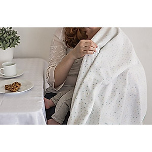 Amazing Baby Large Receiving Blanket, Ultimate Swaddle for Baby Boys, Girls, Softest US Cotton Flannel, Best Shower Gift, MADE in USA, Playful Dots, Sterling, Mom’s Choice Winner, 42x42"