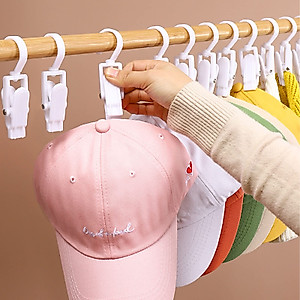 Laundry Hanging Hooks with Clips White Plastic Clothes Pins with Hooks Hanging Clips for Hats,Pants,Towel,Socks,Handbags,Jean Pant (30 Pack)