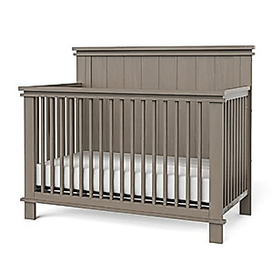 Denman 4-in-1 Convertible Crib, Modern Contemporary Baby Crib Converts to Toddler Bed, Day Bed and Full-Size Bed, 3 Adjustable Mattress Heights (Crescent Gray)