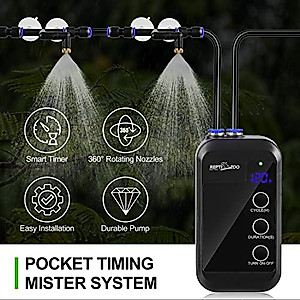 REPTI ZOO Reptile Humidifier, Mini Automatic Misting System for Reptile Terrariums, Rainforest Spray System with Adjustable Spray Nozzles