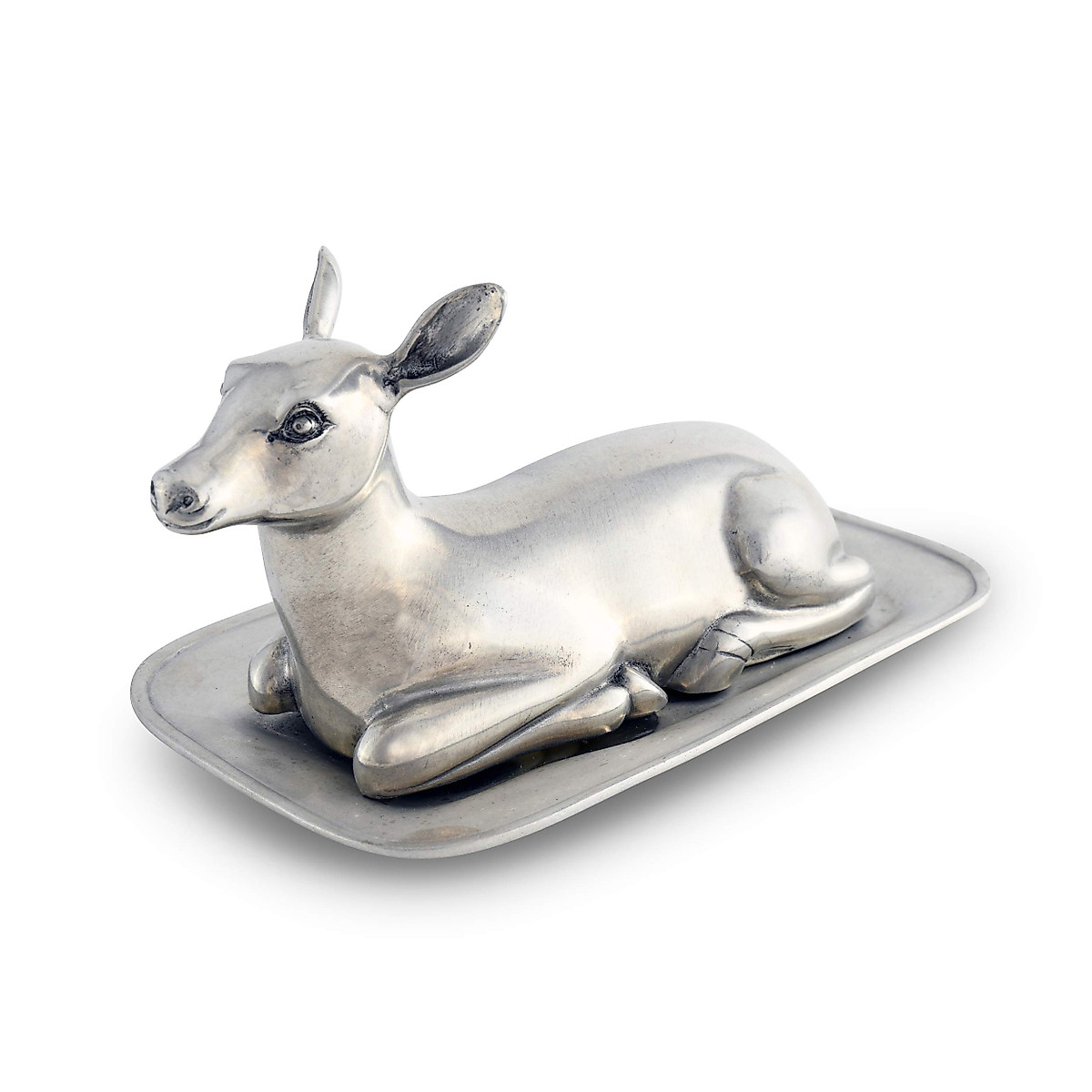 Vagabond House Pewter Doe / Deer Covered Butter Cream Cheese Dish 8 inch x 5 inch