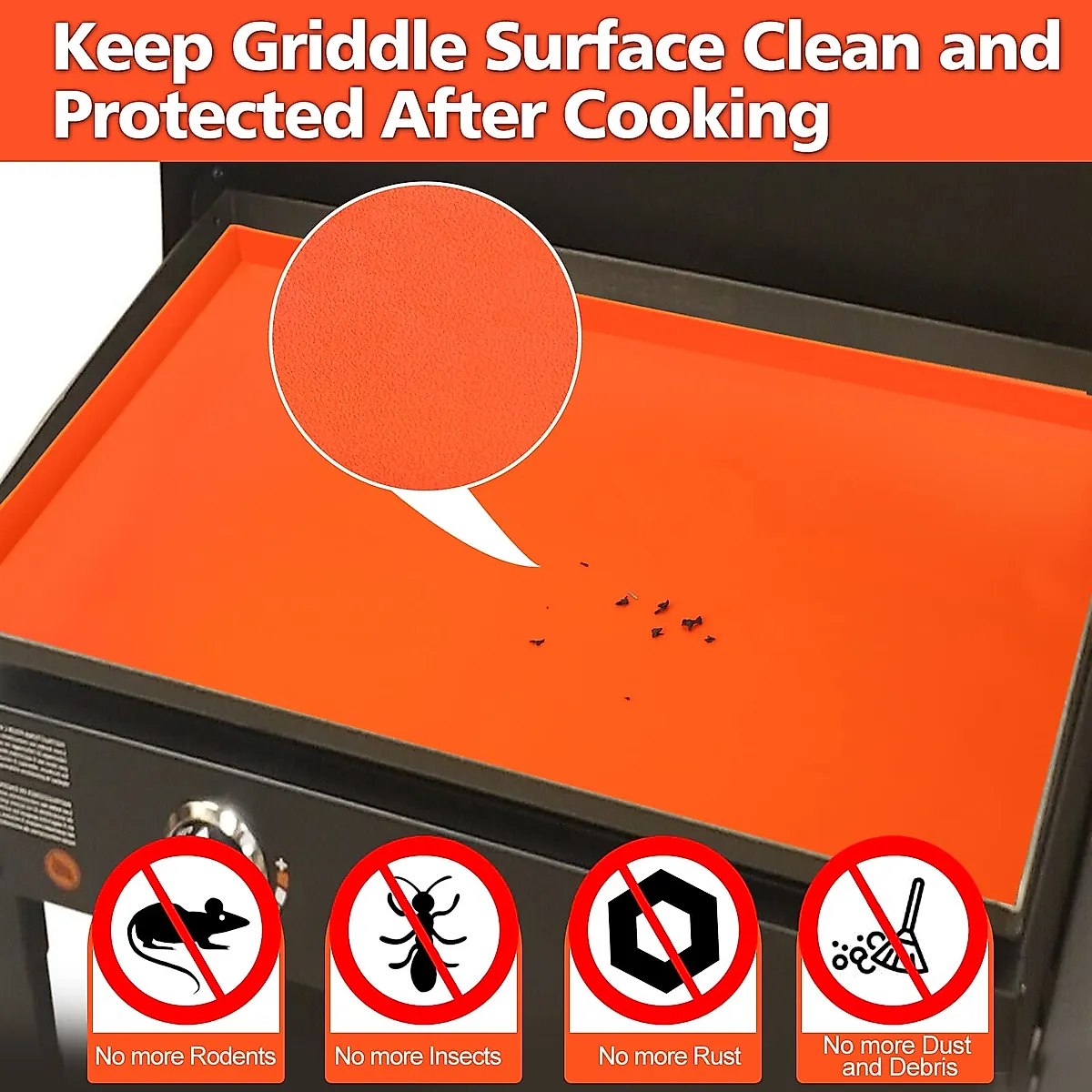 MOFEEZ Silicone Griddle Mat for Blackstone 28 Inch Griddle, Heavy Duty Food Grade Mat, Protect from Rodents, Insects, Debris, and Rust