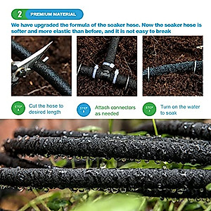 Soaker Hose 150 FT,1/2" Heavy Duty Soaker Garden Hose with Solid Brass Connector for for Garden Vegetable Beds, Tree,Lawn and Plants