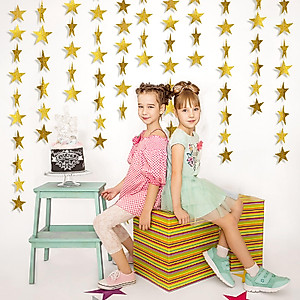 jijAcraft Glitter Gold Star Garland Decorations Hanging Garands Banner Backdrop, 2.7 inch Star Party Decoration for Birthday Baby Shower Wedding Kids Room Ramadan EID Graduation Decor (52 Feet)