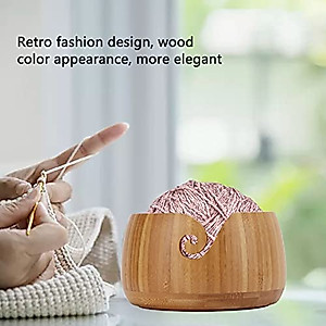 Yarn Bowl, Bamboo Crocheting Bowl Round Knitting Wool Storage Yarn Storage Handmade With Holes, With Removable Lid, Yarn Storage Bowl for DIY Knitting Crocheting Accessories, Large Capacity